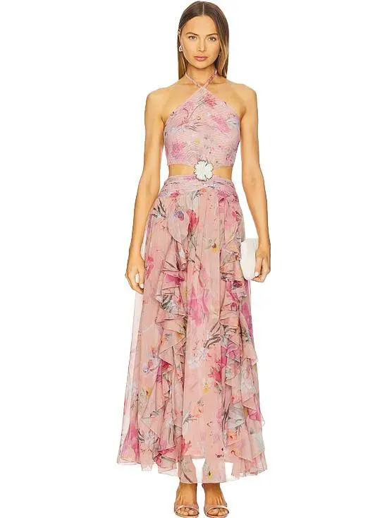 PatBO Lily Flower Maxi Dress - Orange