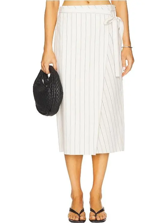 Vince Seedling Stripe Wrap Skirt - Off White & Marigold