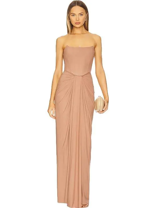 DEME BY GABRIELLA X Pearl Gown - Brown