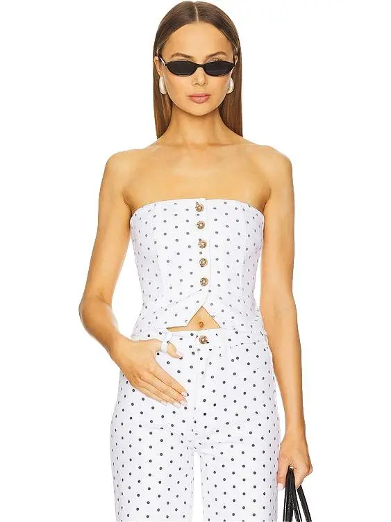 DL1961 Cropped Bustier Top - Marine Dots