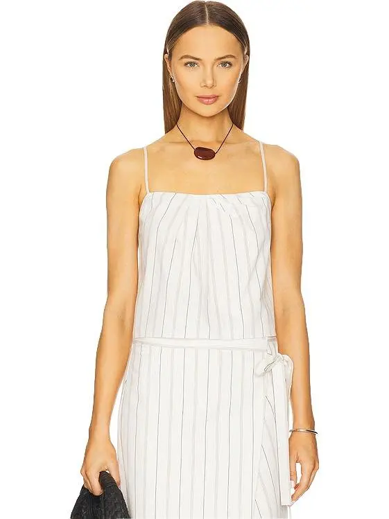 Vince Seedling Stripe Draped Front Tank - Off White & Marigold