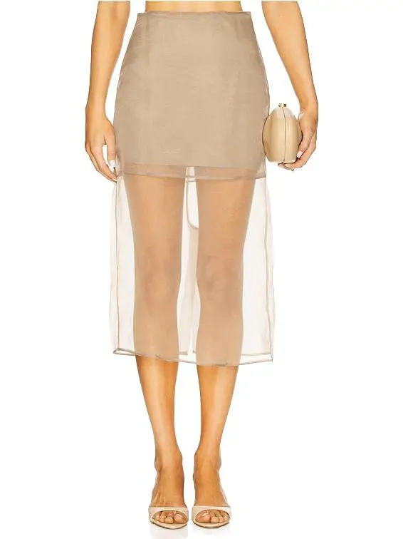L'academie By Marianna Blaire Midi Skirt - Taupe