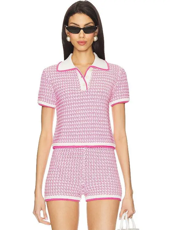 LOVERS AND FRIENDS Lena Polo Top - Pink & White