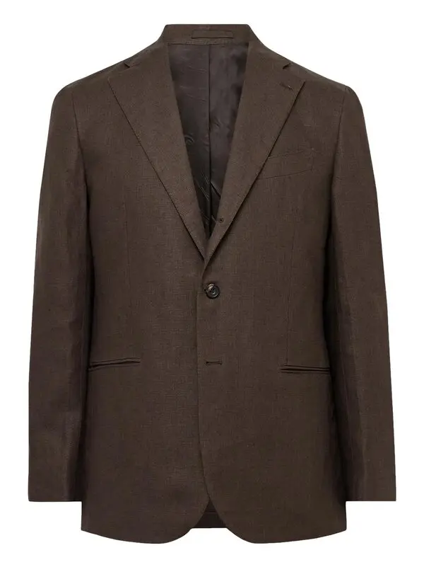J. MUESER Waverly Slim-fit Linen Suit Jacket - Brown