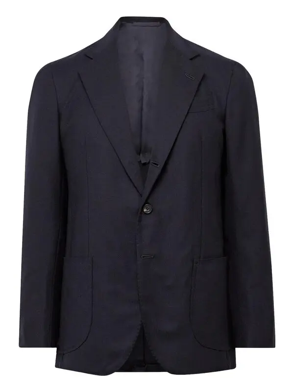 J. MUESER Waverly Wool-hopsack Blazer - Blue