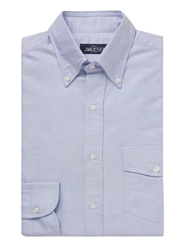 J. MUESER Slim-fit Button-down Collar Cotton Oxford Shirt - Blue