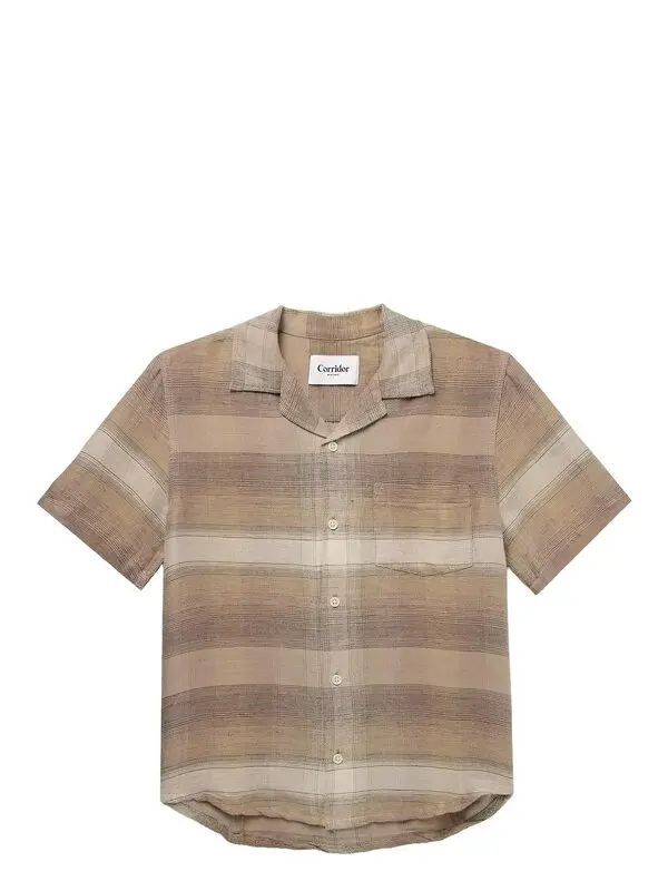 CORRIDOR Asheville Convertible-collar Checked Shirt - Brown