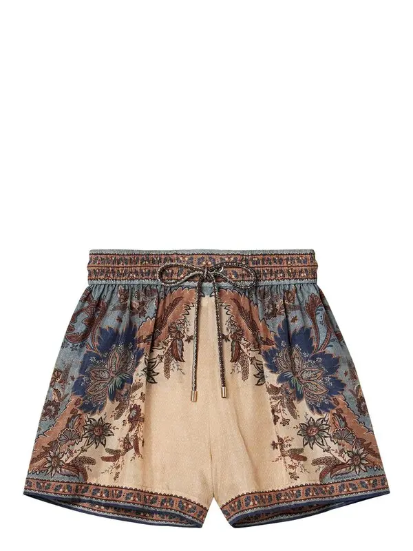 Zimmermann Ascension Printed Silk Shorts - Neutrals