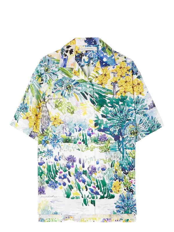 MARY KATRANTZOU Vero Printed Twill Shirt - Blue