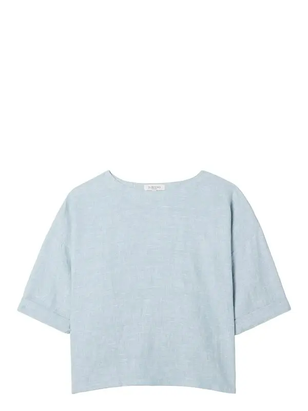 Suzie Kondi Saria Linen-chambray T-shirt - Blue