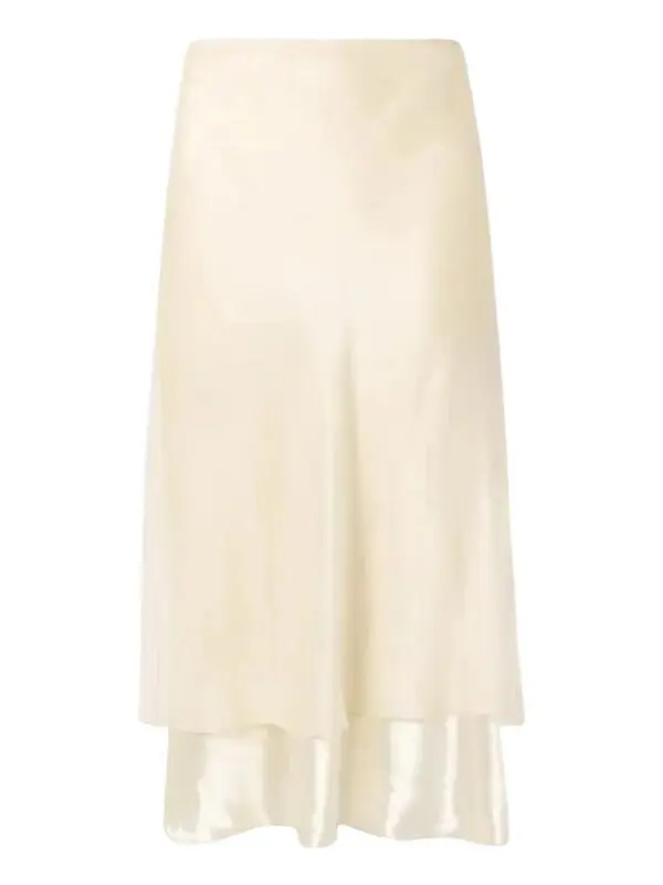 Khaite Monina Layered Midi Skirt - Cream