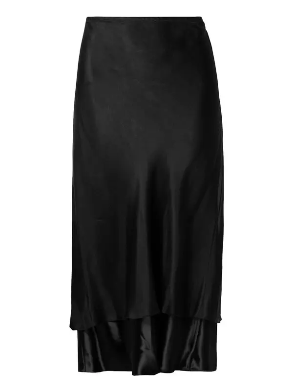 Khaite Monina Layered Midi Skirt - Black
