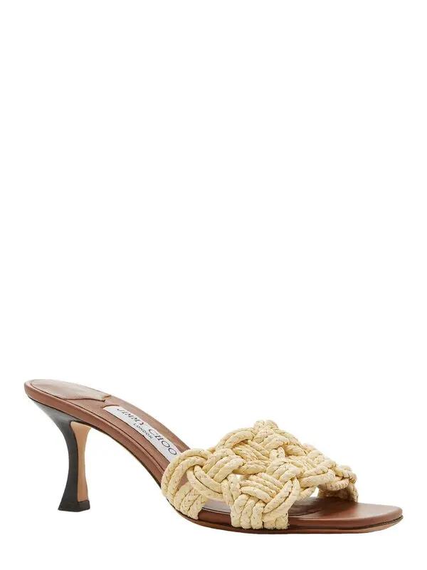 JIMMY CHOO Chara Raffia Mules - Tan