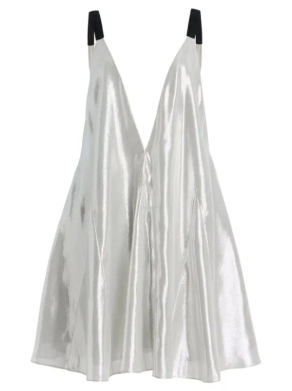 TEMILY Parachute Silk Mini Dress - Silver