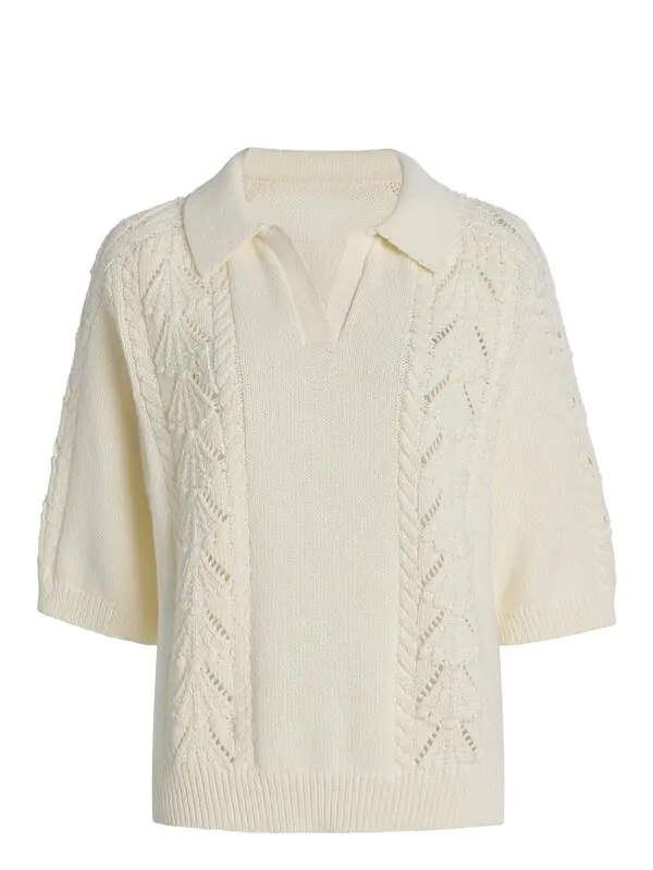 Loulou De Saison Shell Cotton Polo Sweater - Ivory