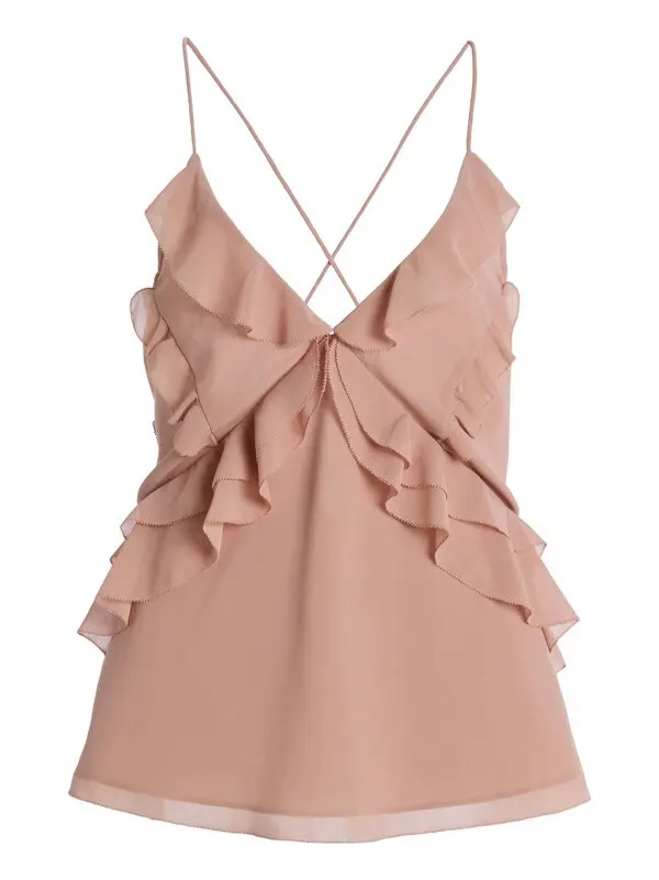 FAVORITE DAUGHTER Ruffled Chiffon Tank Top - Taupe