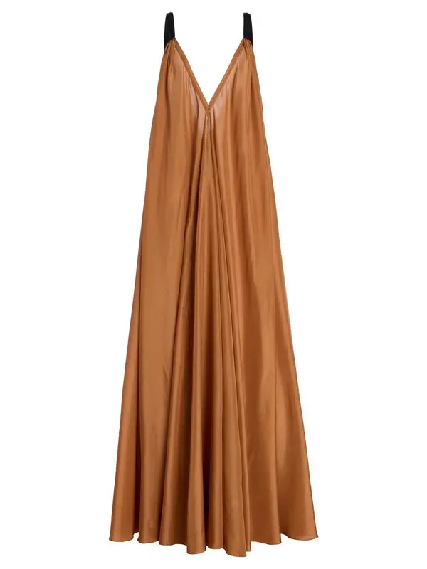 TEMILY Parachute Silk Gown - Brown