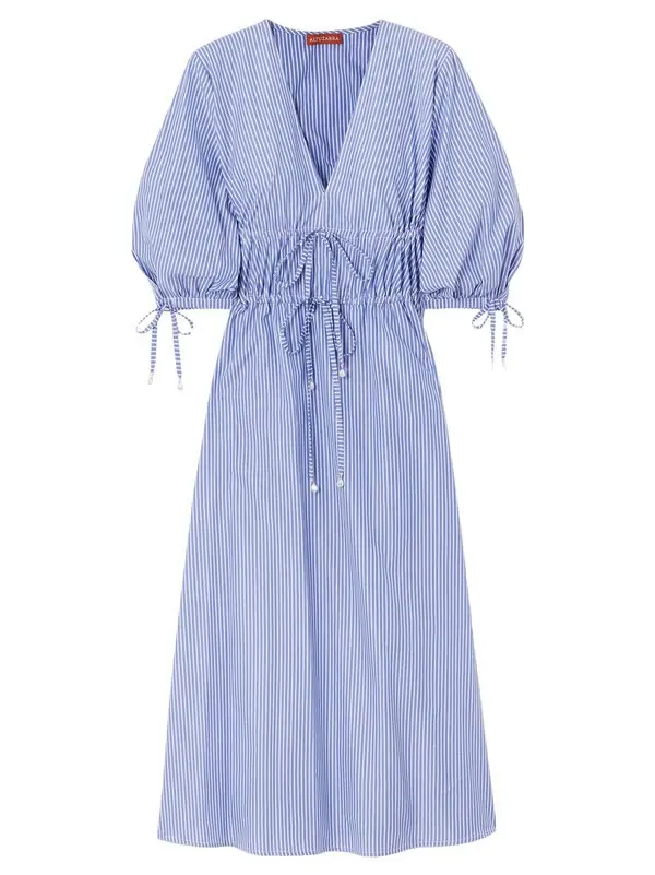 Altuzarra Donrine Striped Cotton Midi Dress - Blue