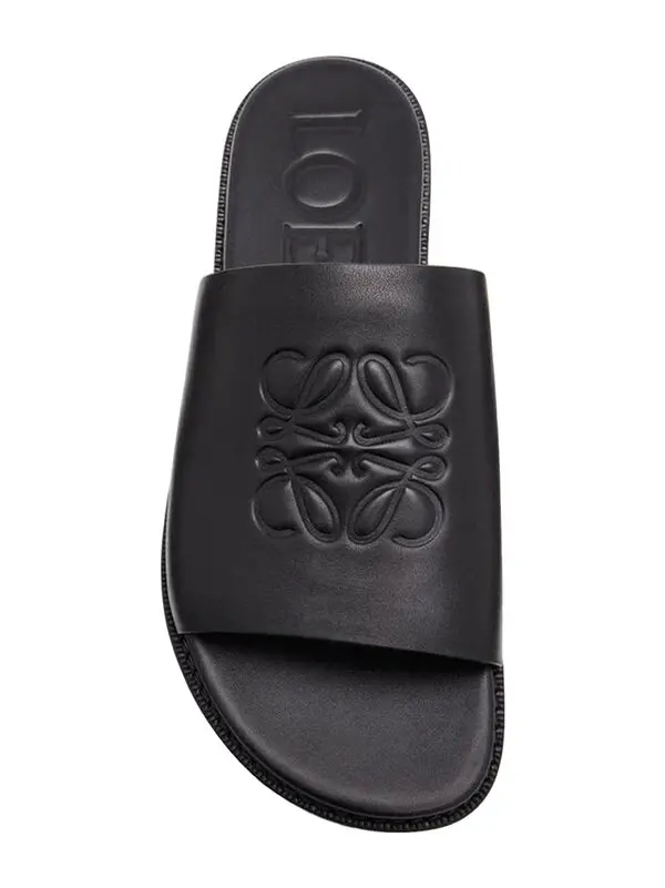 Loewe Flex Anagram Soft Calfskin Slide Sandals - Black