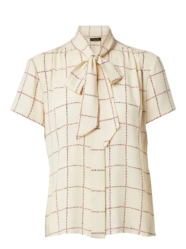 Loro Piana Febe Checked Silk Blouse - Neutrals