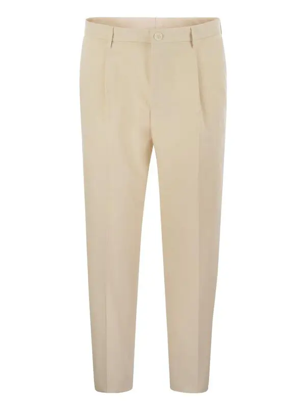 Tagliatore Stretch Cotton-blend Trousers - Beige