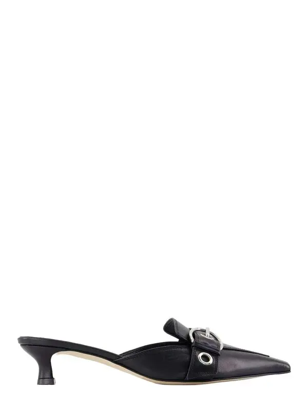 AeydĒ Pointed Toe Mules With Buckle Detail - Black