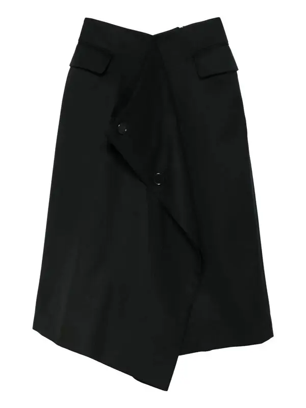 Noir Kei Ninomiya Wool Midi Skirt - Black