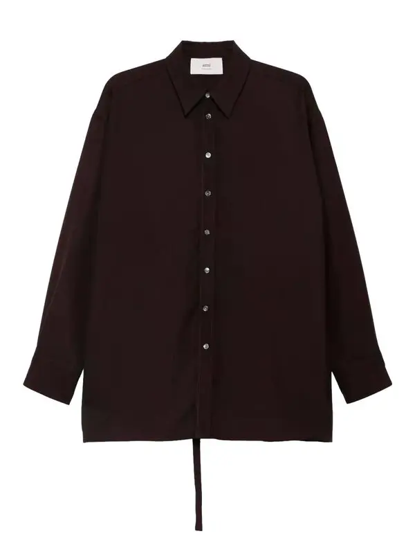 Ami Back-slit Shirt - Brown