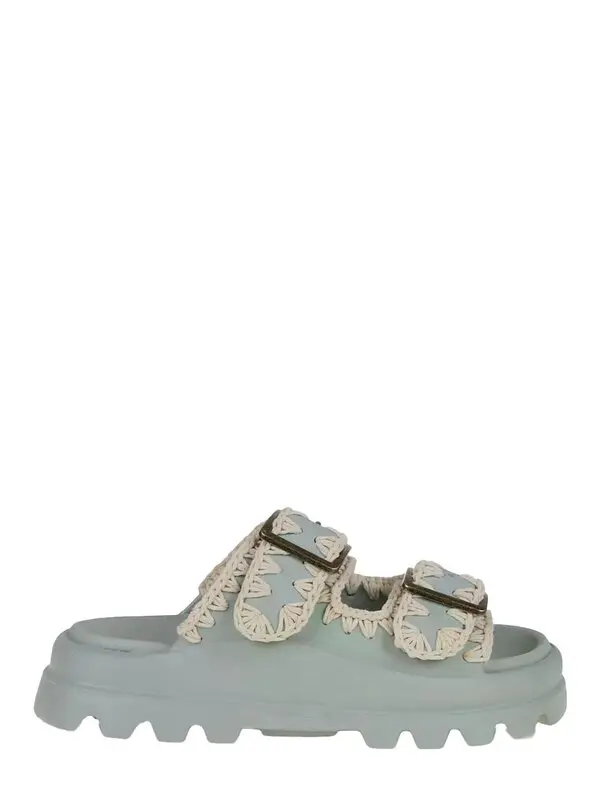 Mou Double-buckle Slide Sandals - Blue