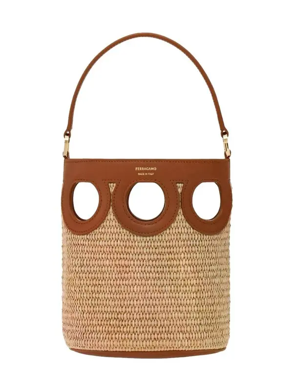 FERRAGAMO Mini Gancini Bucket Bag - Neutrals