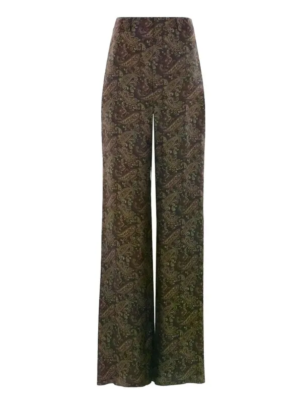 Saint Laurent Silk Straight-leg Trousers - Brown