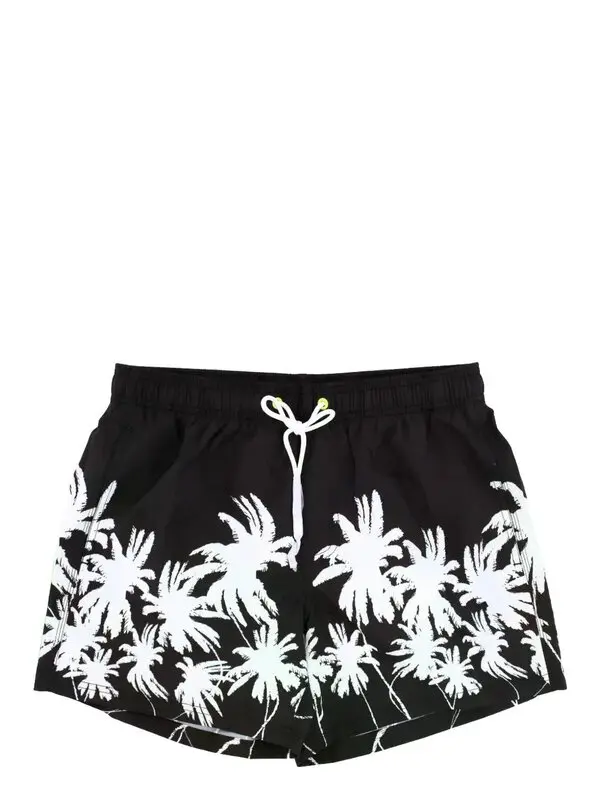 Sundek Palm Tree-print Swim Shorts - Black