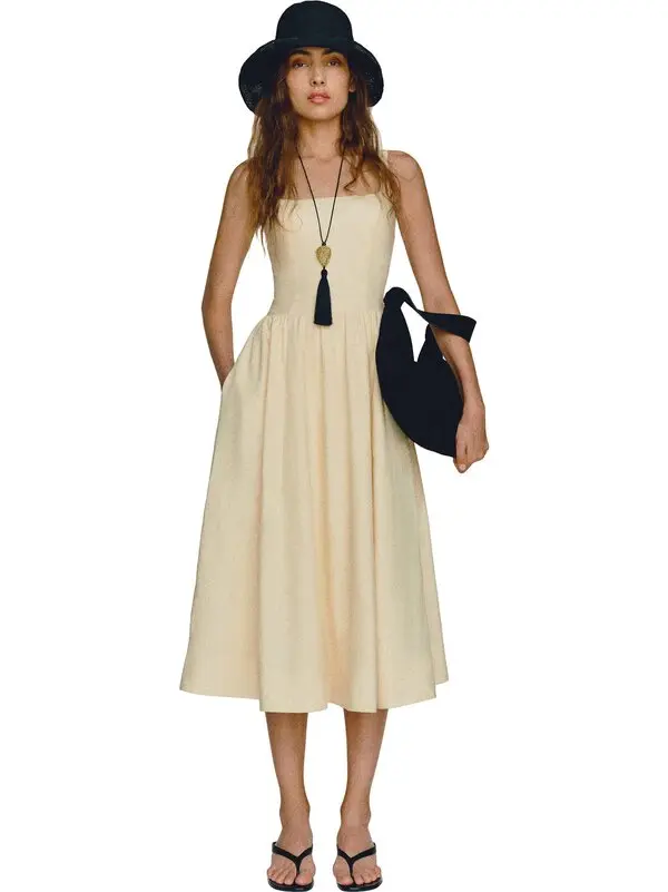 REFORMATION Janu Linen Dress - Ivory
