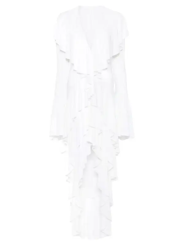 Norma Kamali Asymmetric Long-sleeve Dress - White