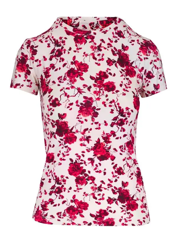 L'Agence Floral-print T-shirt - Red