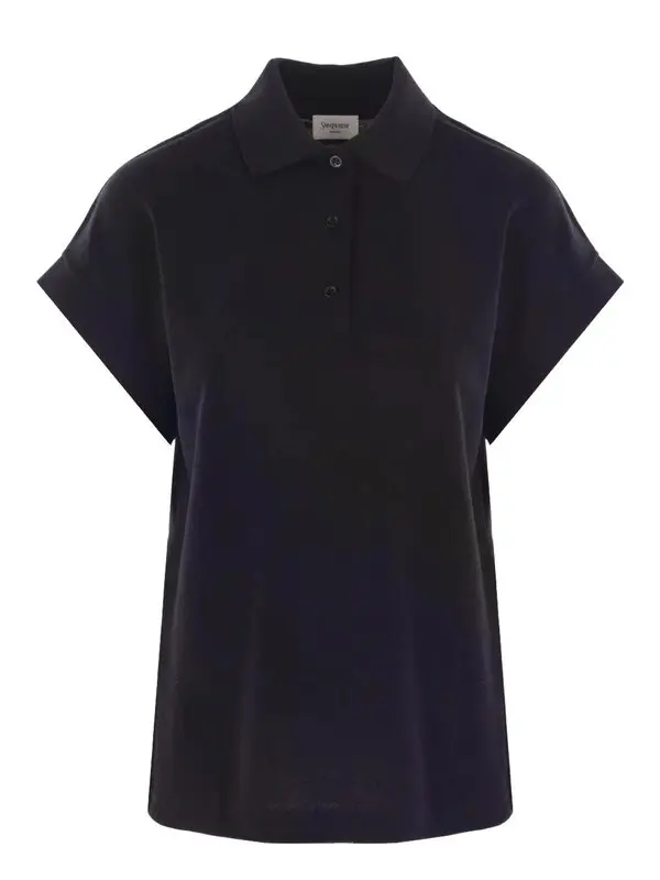 Saint Laurent Cassandre Polo Top - Black