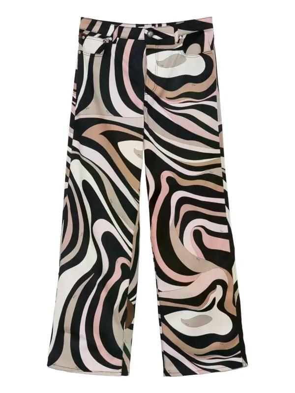 Emilio Pucci Marmo-print Straight-leg Trousers - Black