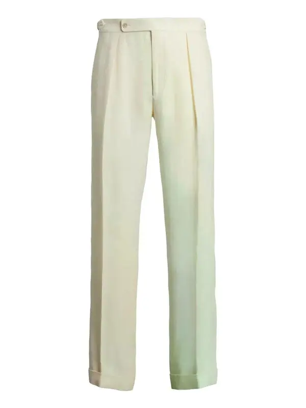 Ralph Lauren Purple Label Silk Pleated Trousers - White