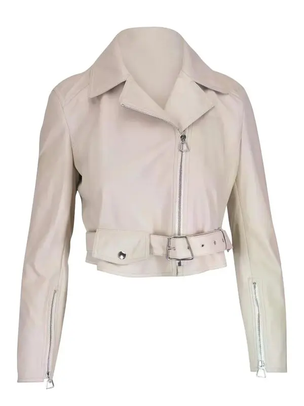 Akris Cropped Leather Jacket - Neutrals