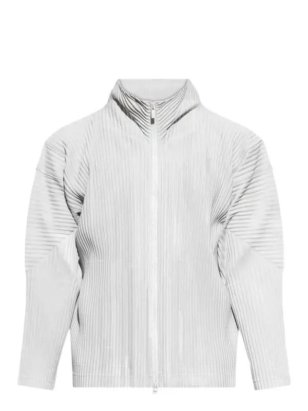 Issey Miyake Pleated Zip-up Jacket - Grey