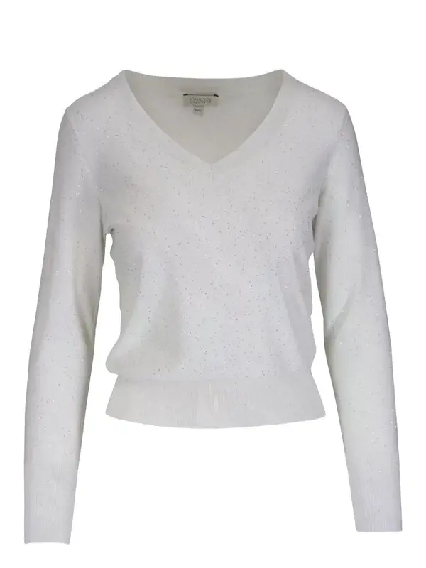 Kinross Cashmere V-neck Jumper - White