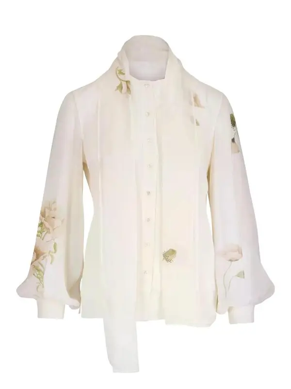 Akris Floral-embroidered Blouse - Neutrals