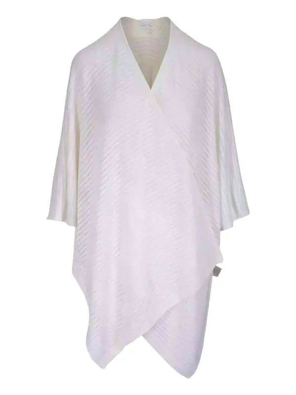 Kinross Cashmere Linen Poncho - White