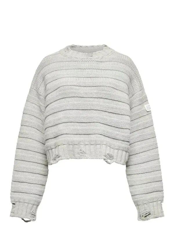 MAISON MARGIELA Crew Neck Long Sleeve Sweater - Grey