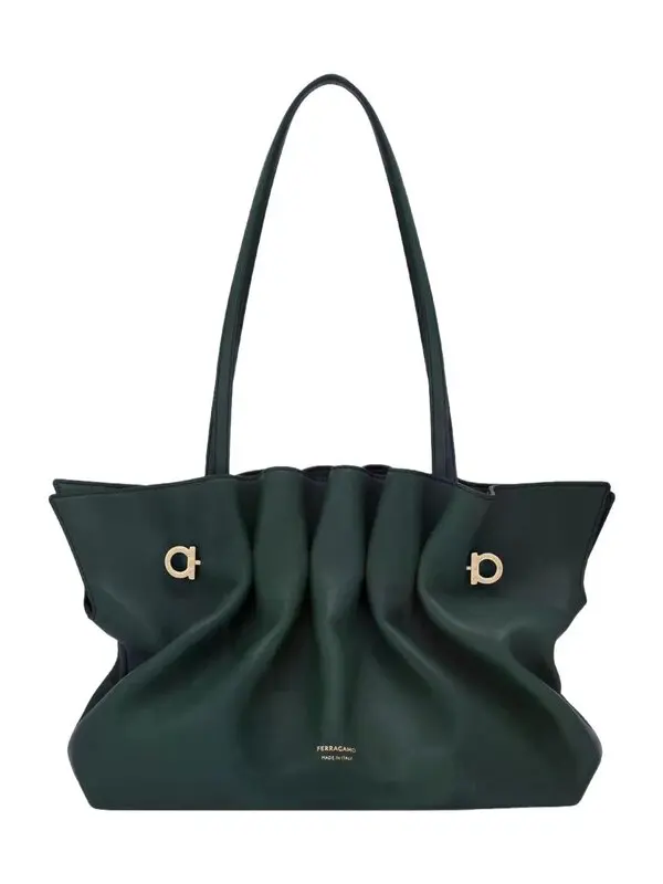 FERRAGAMO Soft Leather Shoulder Bag - Green