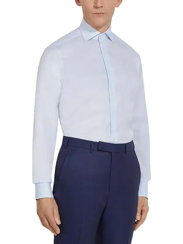 Zegna Centoventimila Button Front Shirt - Light Blue/white