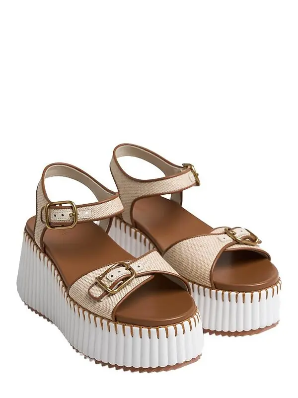 Chloé Nama Platform Sandals - Dusty White