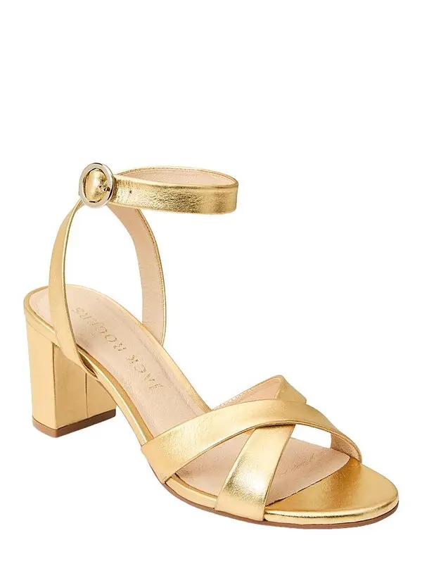 Jack Rogers Peri Crossover Mid Heel Sandals - Gold