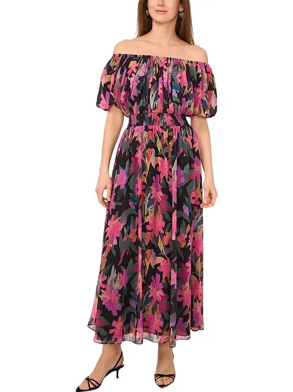 Vince Camuto Puff Sleeve Maxi Dress - Rich Black