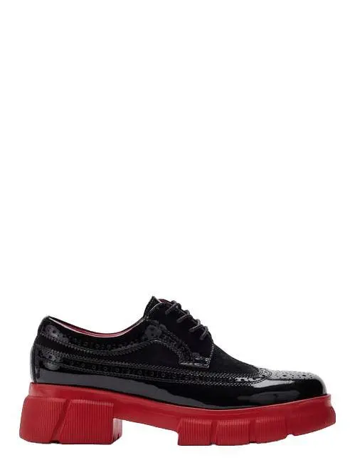 MARC NOLAN Ms. Alexander Leather Wingtip Derby - Black/red